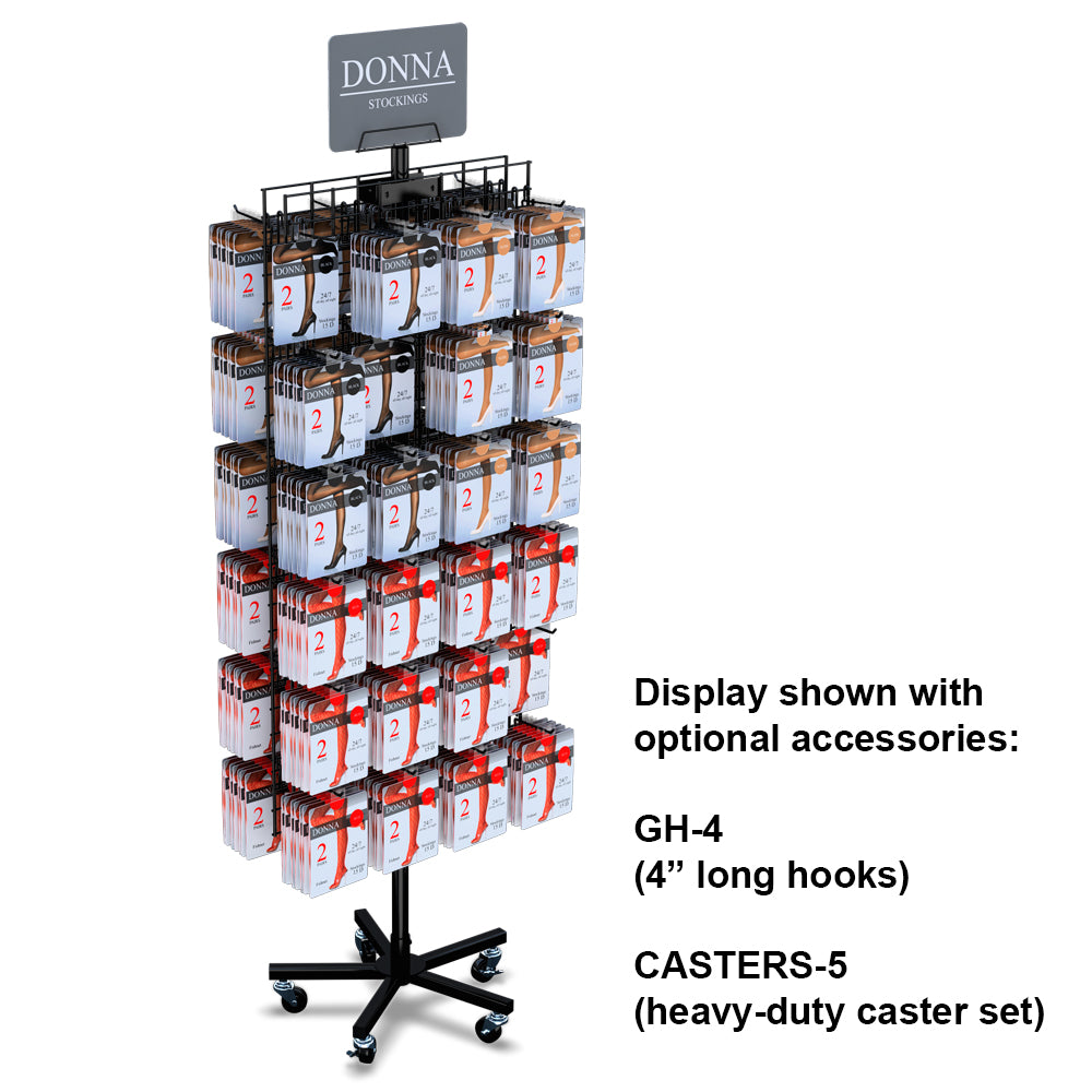 Double-Sided 48" x 21" Wire Grid Panel Floor Spinner Display